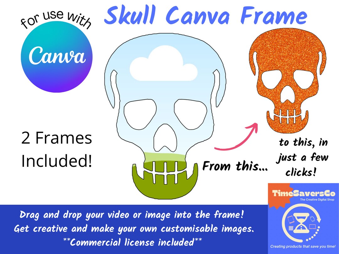 Custom Cliparts Fully Editable Skull 2 Pack Halloween Skull - Etsy UK
