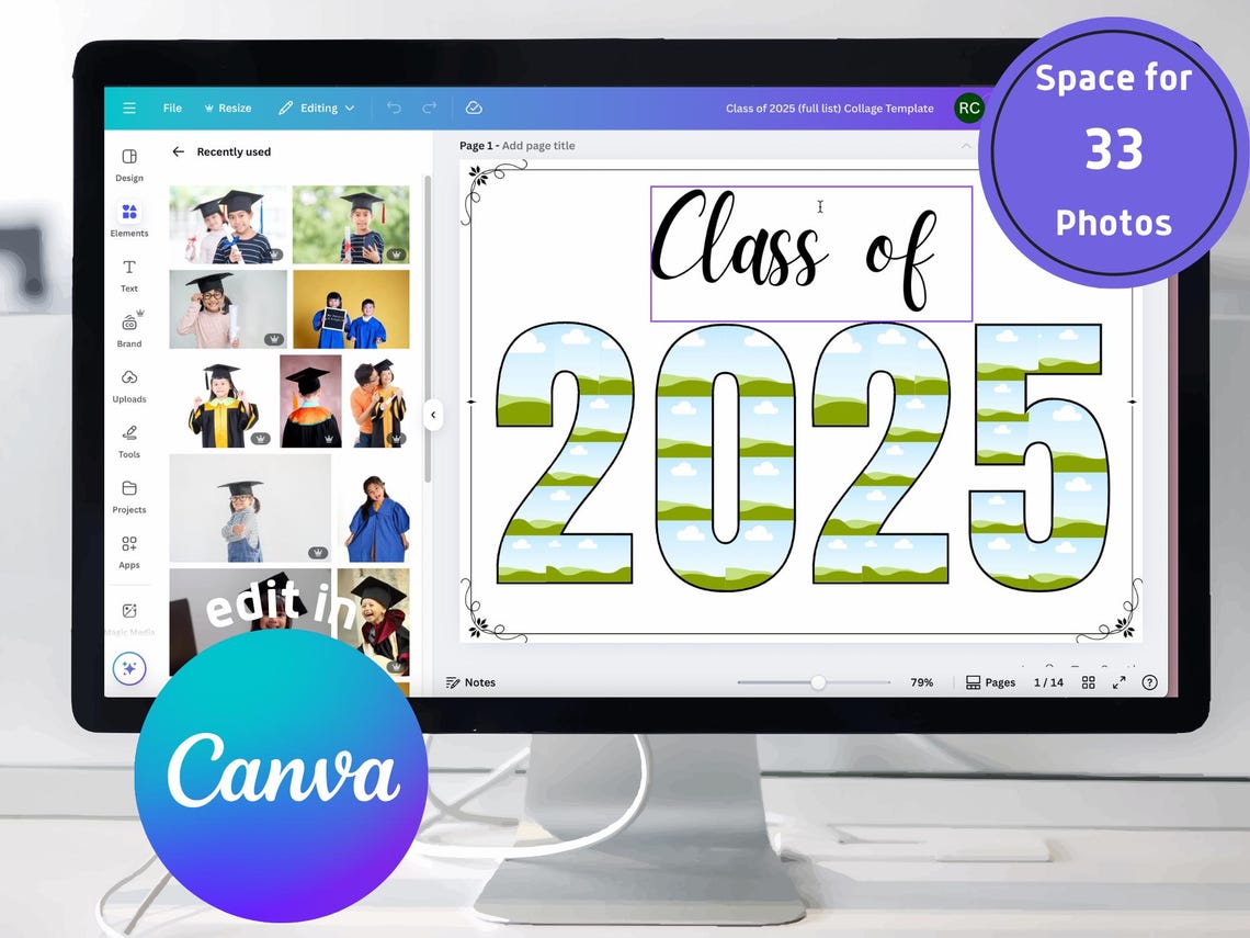 Class of 2025 Photo Collage Template, Printable Collage, Pupil End of ...