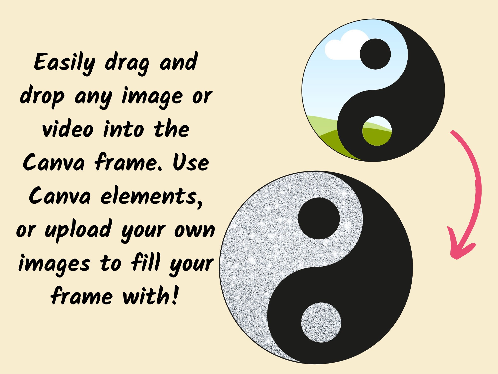 Custom Clipart Yin Yang , Drag and Drop Photo Canva Template, Ying Yang ...