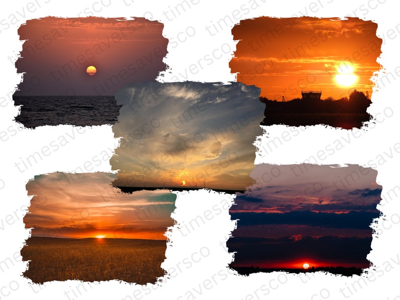 Background PNG Bundle Sunsets, Background Sublimation File, Sunset Art ...