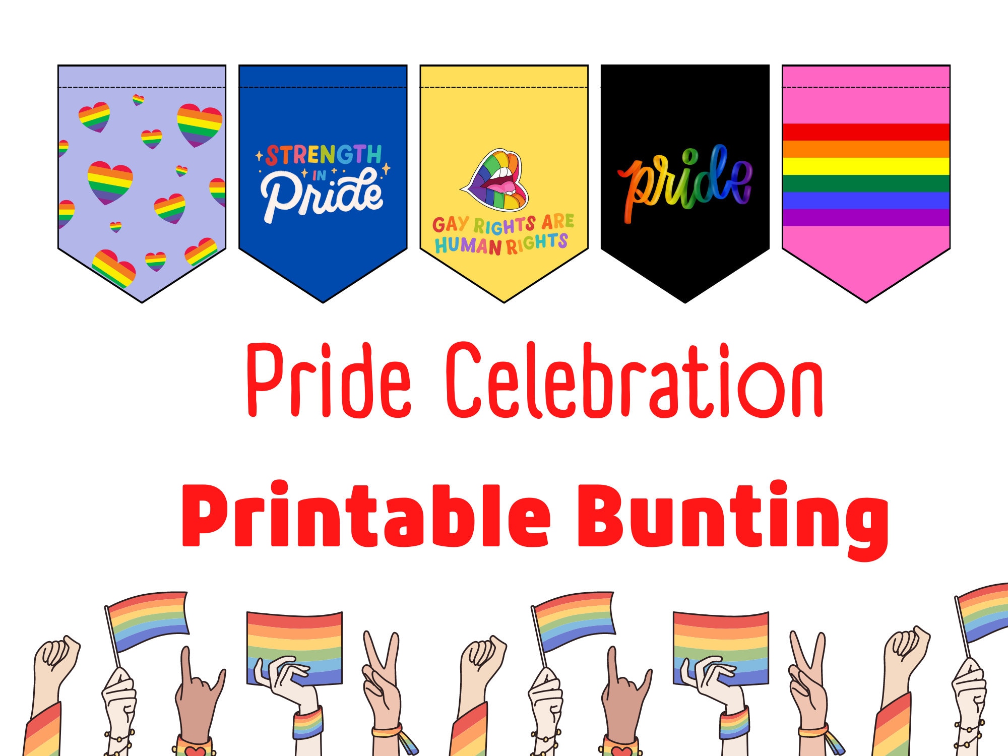 Pride Party Decorations, Pride Flag Printable Bunting Instant Download ...