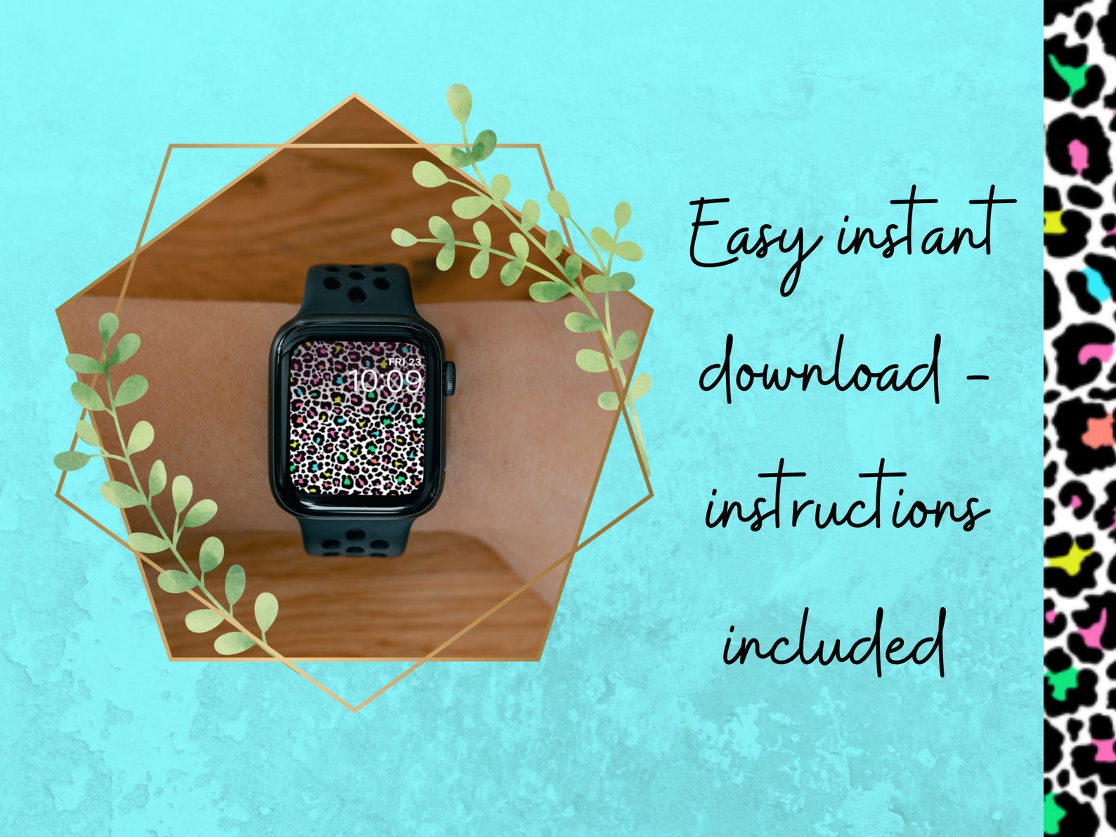 Apple Watch Wallpaper, Rainbow Leopard, Apple Watch Face, Set of Three ...