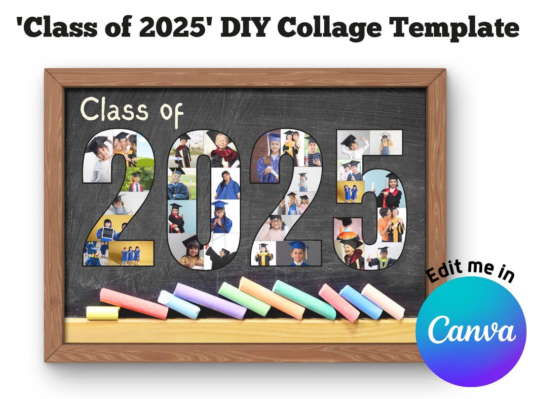Class of 2025 Photo Collage Template, Printable Collage, Pupil End of ...