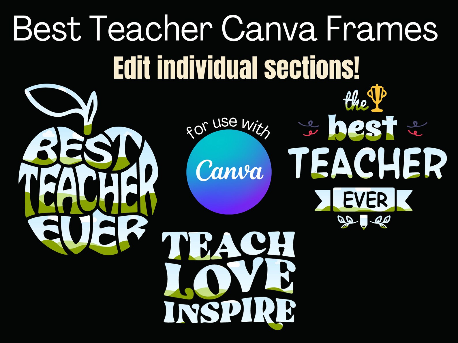 Best Teacher PNG DIY Canva Frame, Drag and Drop Teacher Sublimate ...