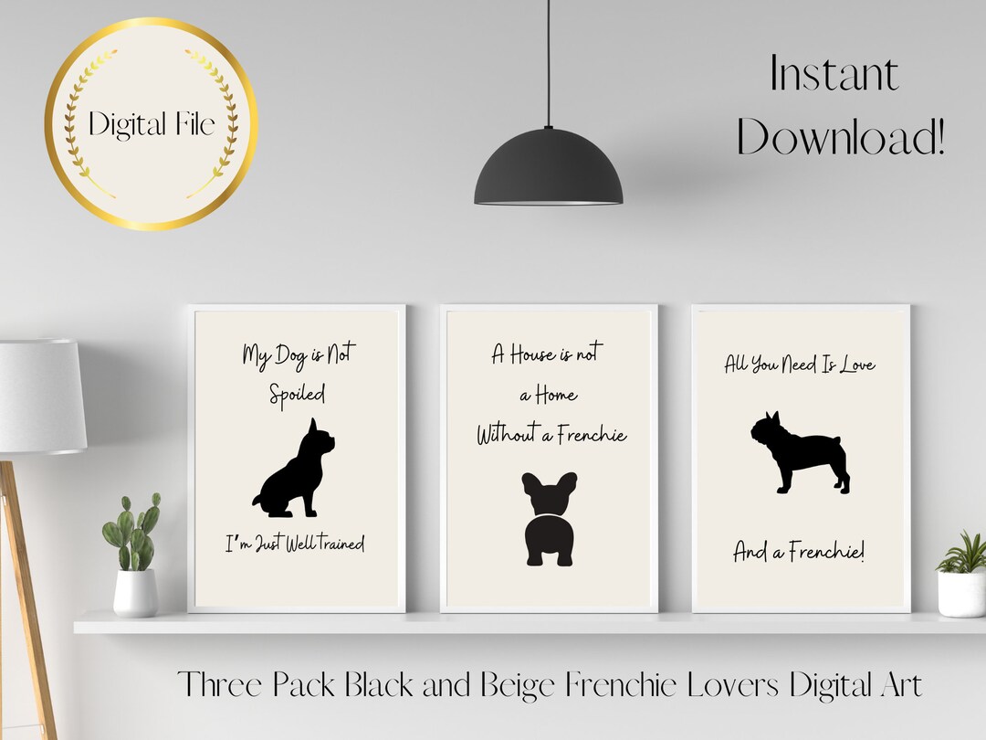 Frenchie Digital Print X 3, Instant Download, Home Decor, Digital ...