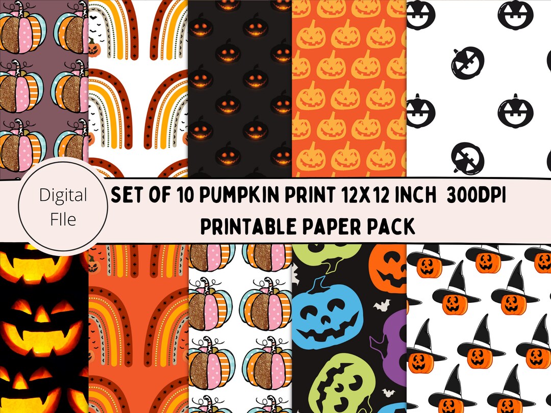 Pumpkin Digital Paper 10 Page Pack Scrapbook Halloween Paper - Etsy UK