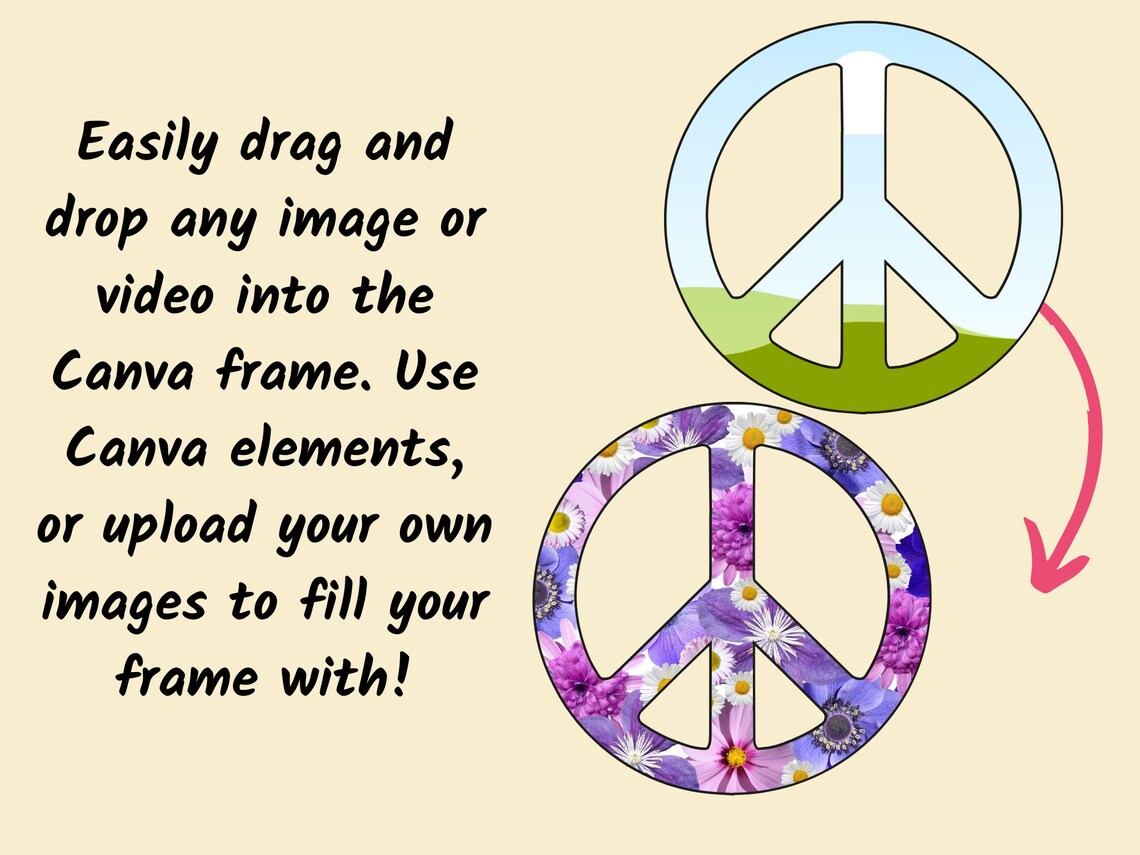 Canva Frame Peace Sign, Canva Template, Create Your Own PNG Files ...