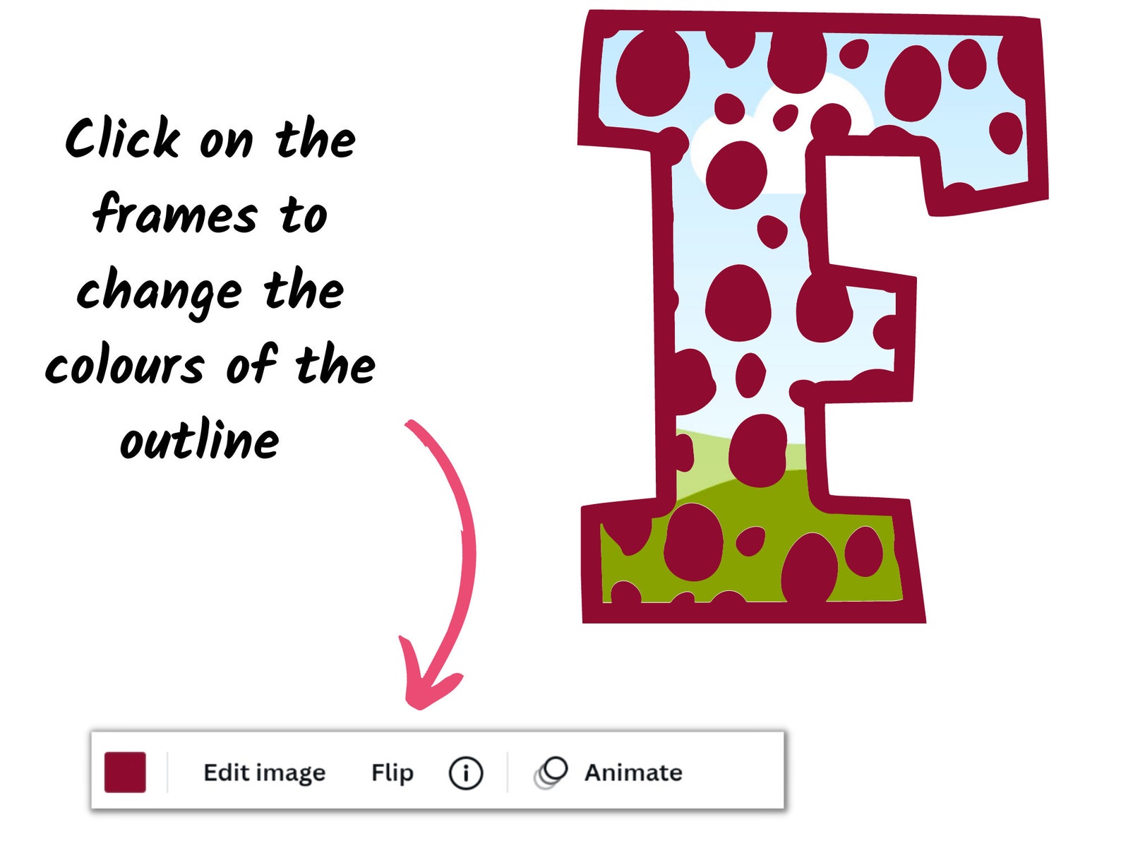 CANVA Frame Editable Letters, Alphaset Canva Frame Template, Spotty Dot ...