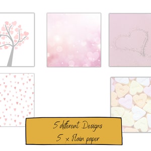 Hearts Digital Paper 15 Pack, Digital 12x12 Inch Printable Paper ...