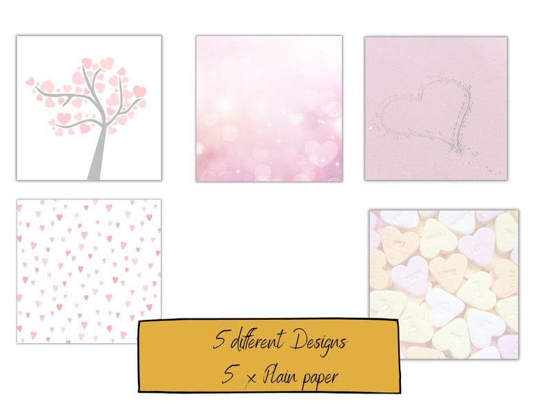 Hearts Digital Paper 15 Pack, Digital 12x12 Inch Printable Paper ...