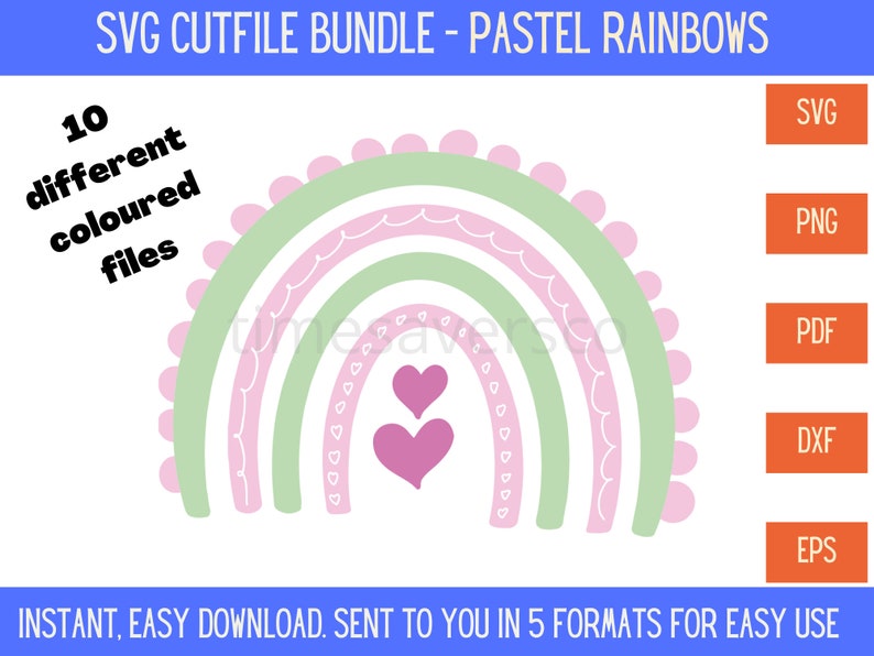 Pastel Rainbows SVG Bundle Cricut Rainbow Svg PNG for - Etsy