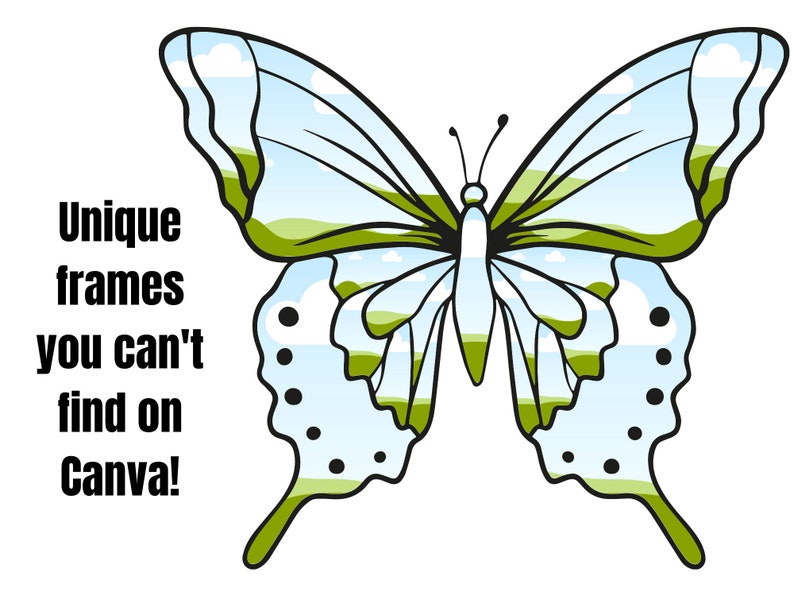 CANVA Template Frame Create Your Own Butterfly PNG Fully - Etsy