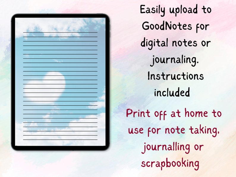 Printable Paper Cloud Aesthetic, Cloud Print Digital Paper, Digital ...