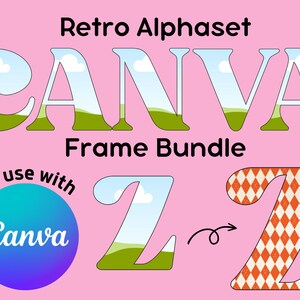 Retro Font Canva Frame Template, Retro Alphaset Canva Frame , Vintage ...