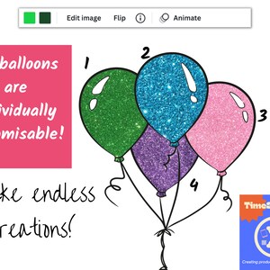 Balloon Custom Cliparts Fully Editable, 2 Pack Birthday Balloons Canva ...