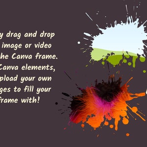 Paint Splash Canva Frame, Drag and Drop Photo Canva Template, Create ...