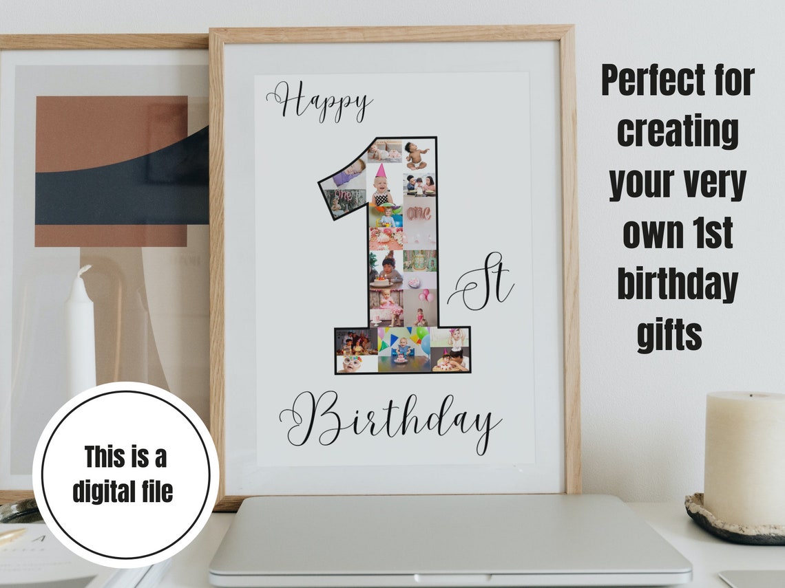 First Birthday Collage Template, Canva Frame Template, 1st Birthday ...