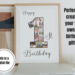 First Birthday Collage Template, Canva Frame Template, 1st Birthday ...