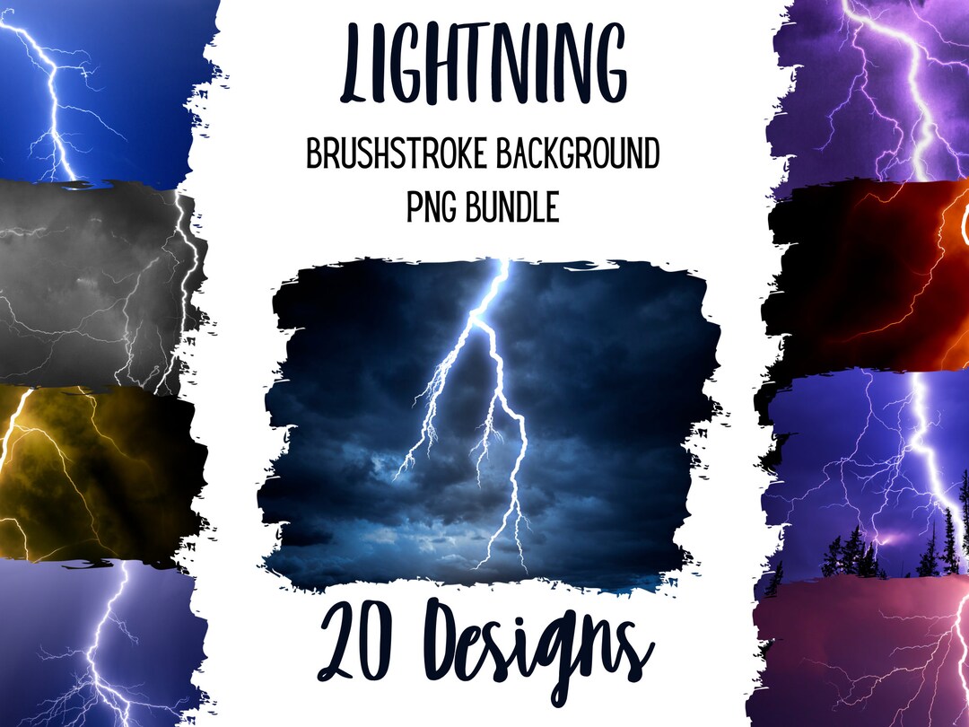 Lightning Background PNG Bundle, Night Sky Background Sublimation File ...