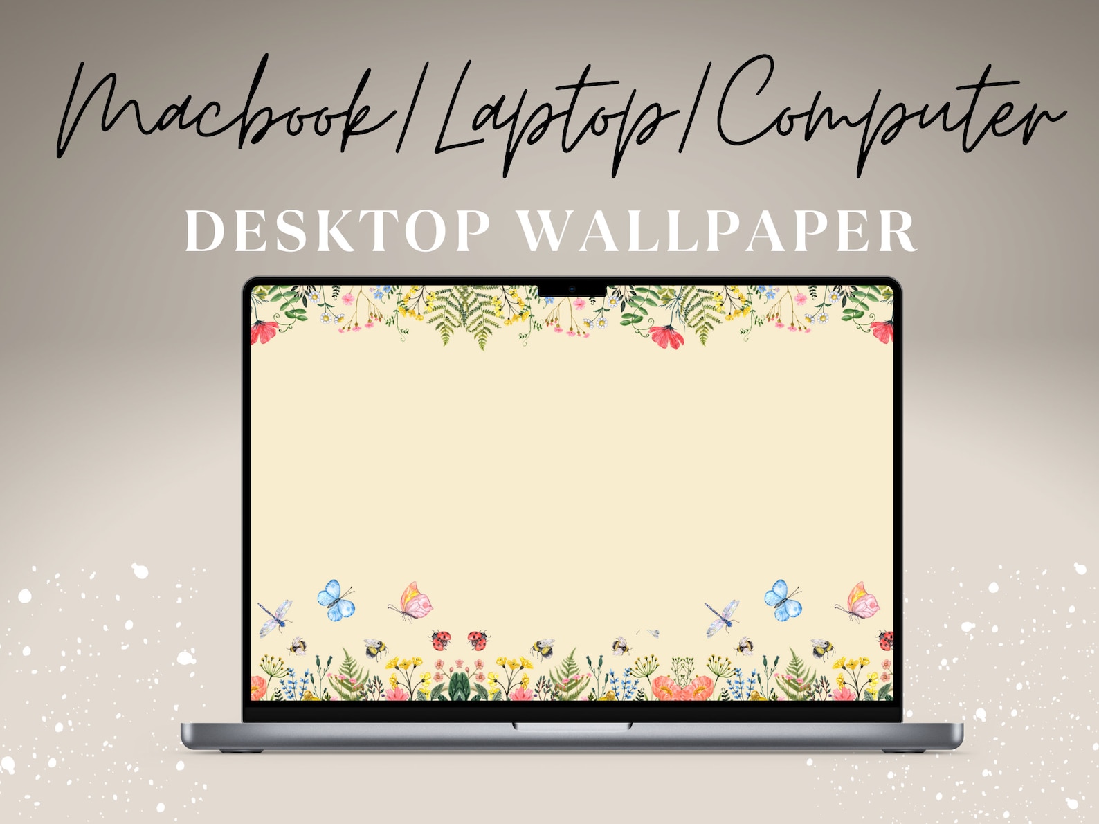 Spring Floral Macbook Wallpaper Butterfly Laptop Wallpaper | Etsy