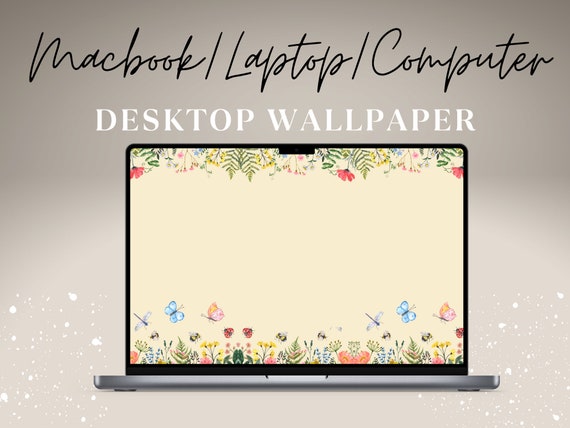 Spring Floral Macbook Wallpaper Butterfly Laptop Wallpaper | Etsy