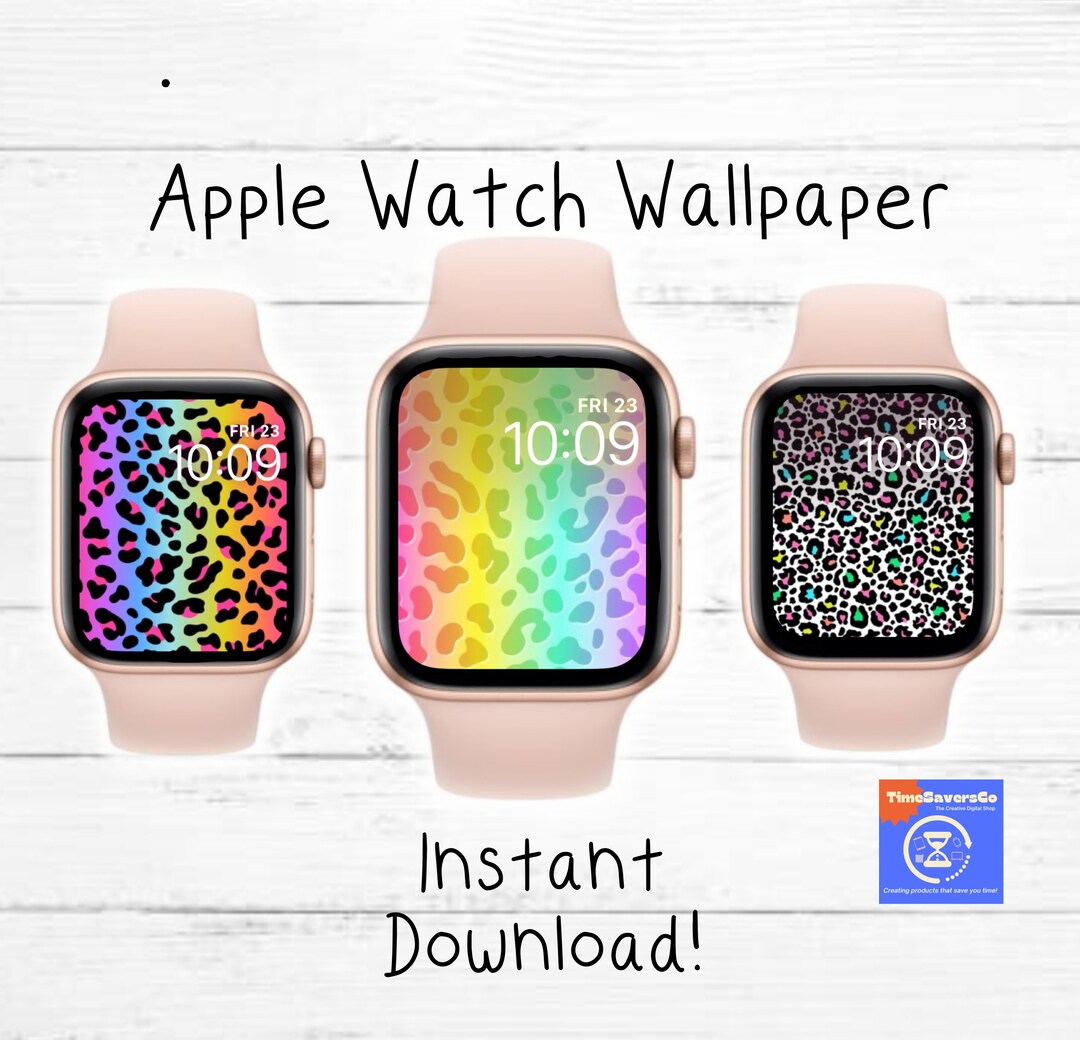 Apple Watch Wallpaper, Rainbow Leopard, Apple Watch Face, Set of Three ...