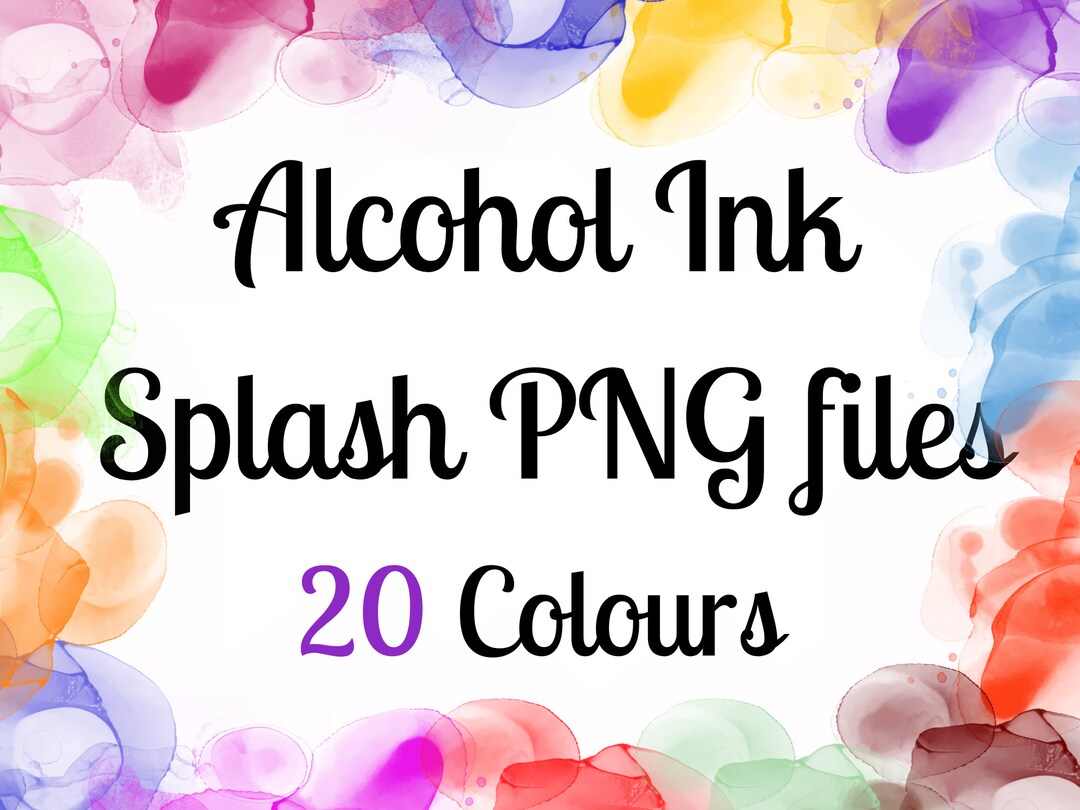 PNG Bundle Alcohol Ink Splash, 20 Colours of PNG Clipart, Sublimate ...