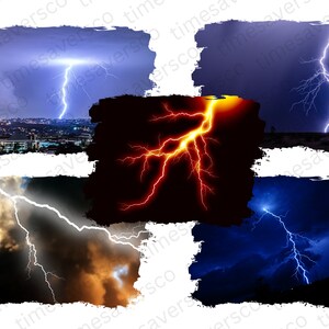 Lightning Background PNG Bundle, Night Sky Background Sublimation File ...