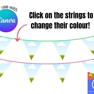 Bunting Canva Frame, Fully Editable Bunting PNG Creator, Digital ...