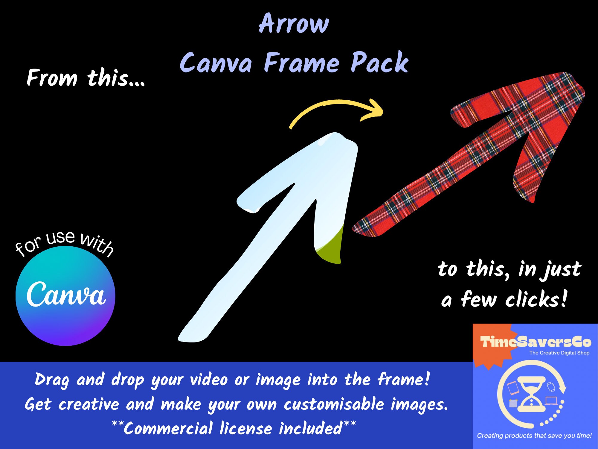 Arrow Clipart Drag and Drop Template, Canva Frame Template Arrows ...