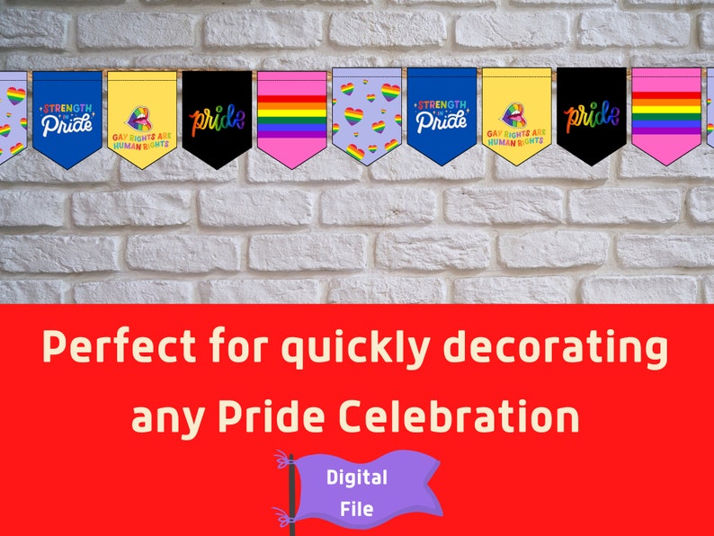 Pride Party Decorations, Pride Flag Printable Bunting Instant Download ...
