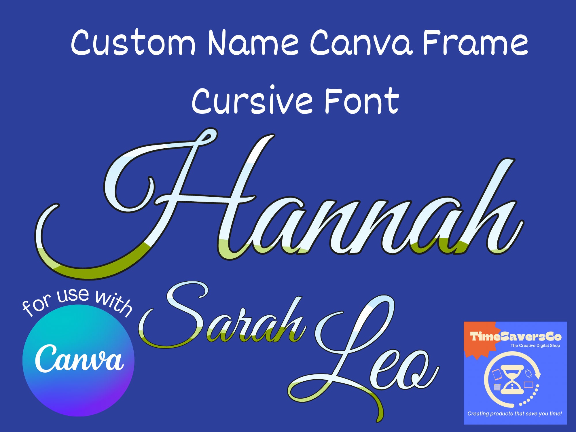 Custom Script Font Name Canva Frame Editable Canva Template - Etsy
