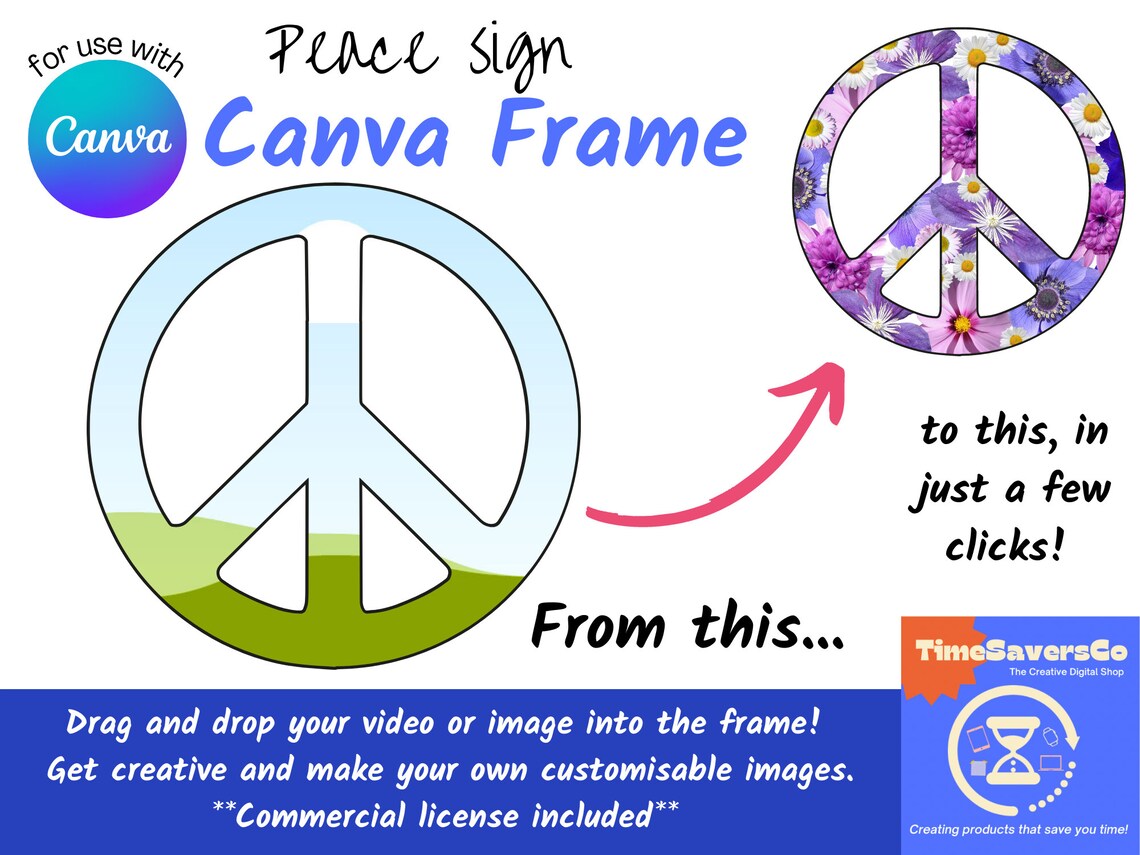 Canva Frame Peace Sign, Canva Template, Create Your Own PNG Files ...