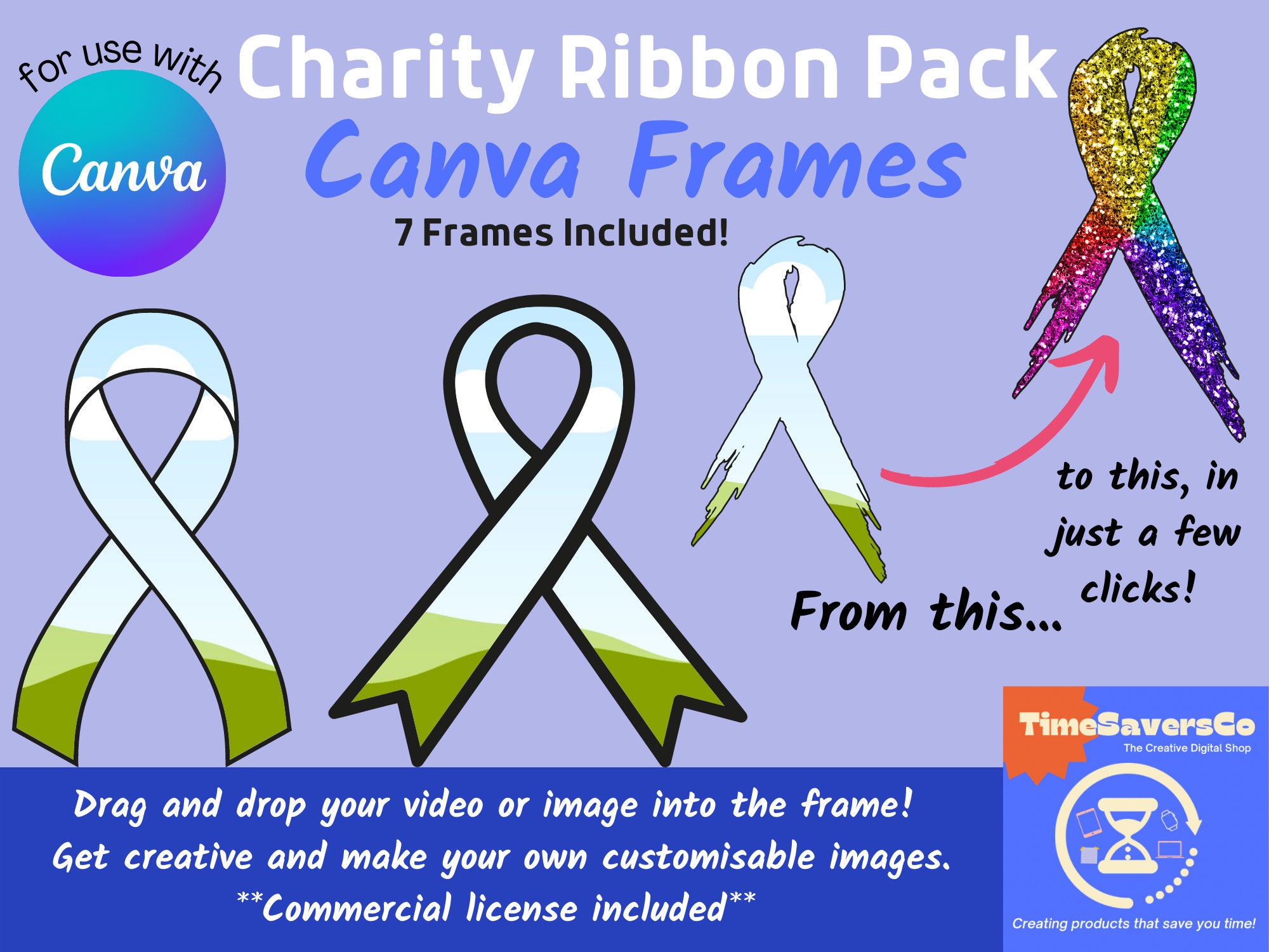 Canva Frame Bundleawareness Ribbon Canva Frame Add Your Own - Etsy