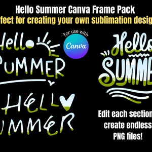 Summer PNG Canva Frame, Fully Editable Hello Summer PNG Creator, Summer ...