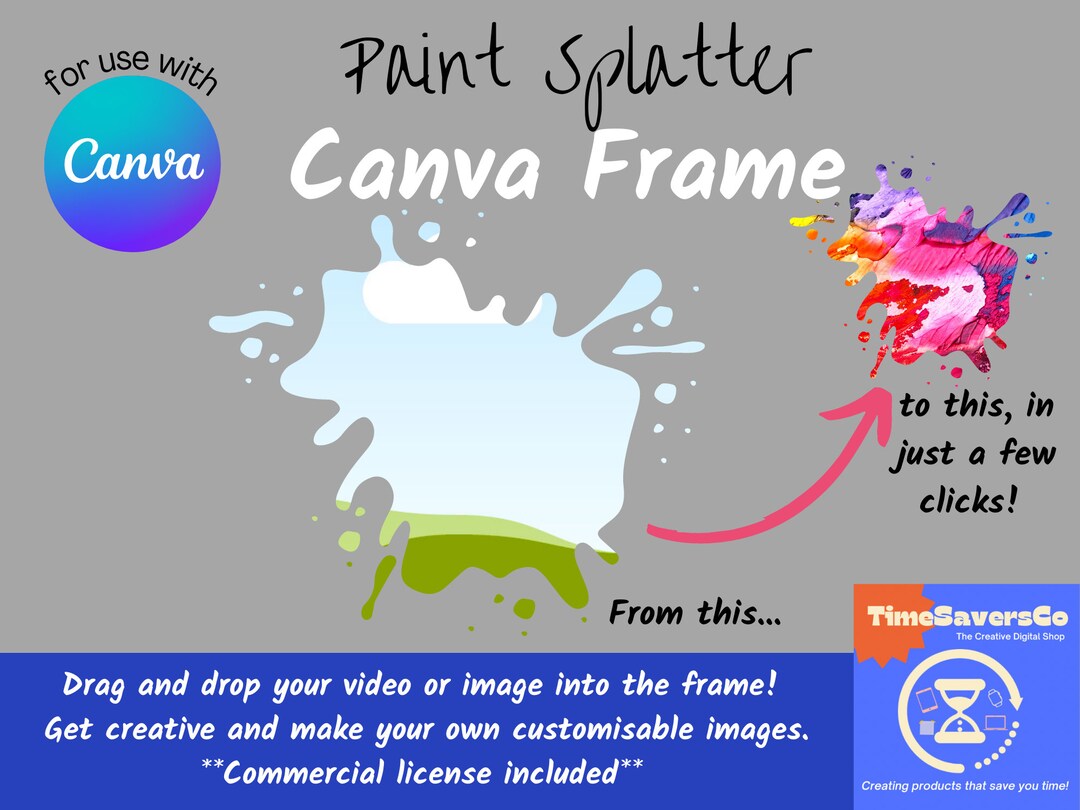 Paint Splatter Canva Frame, Drag and Drop Photo Canva Template, Create ...
