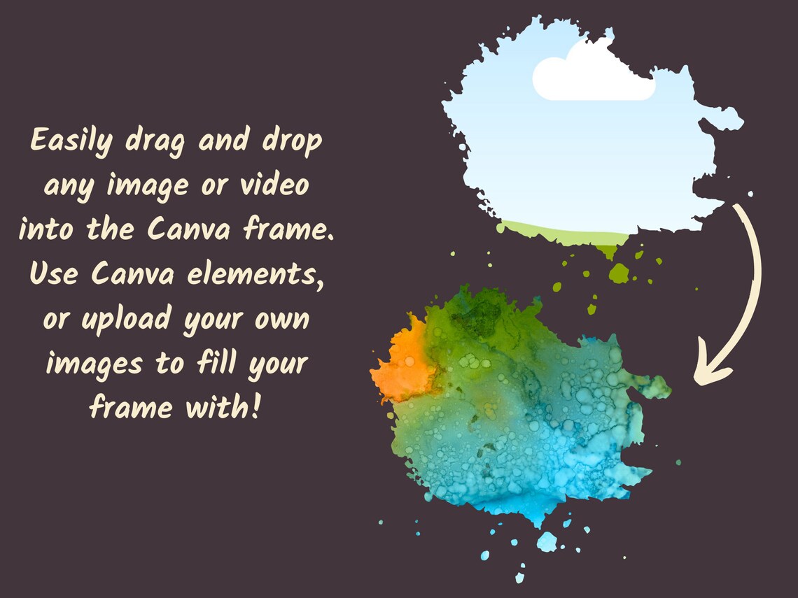 Paint Splash Canva Frame Drag and Drop Photo Canva Template - Etsy