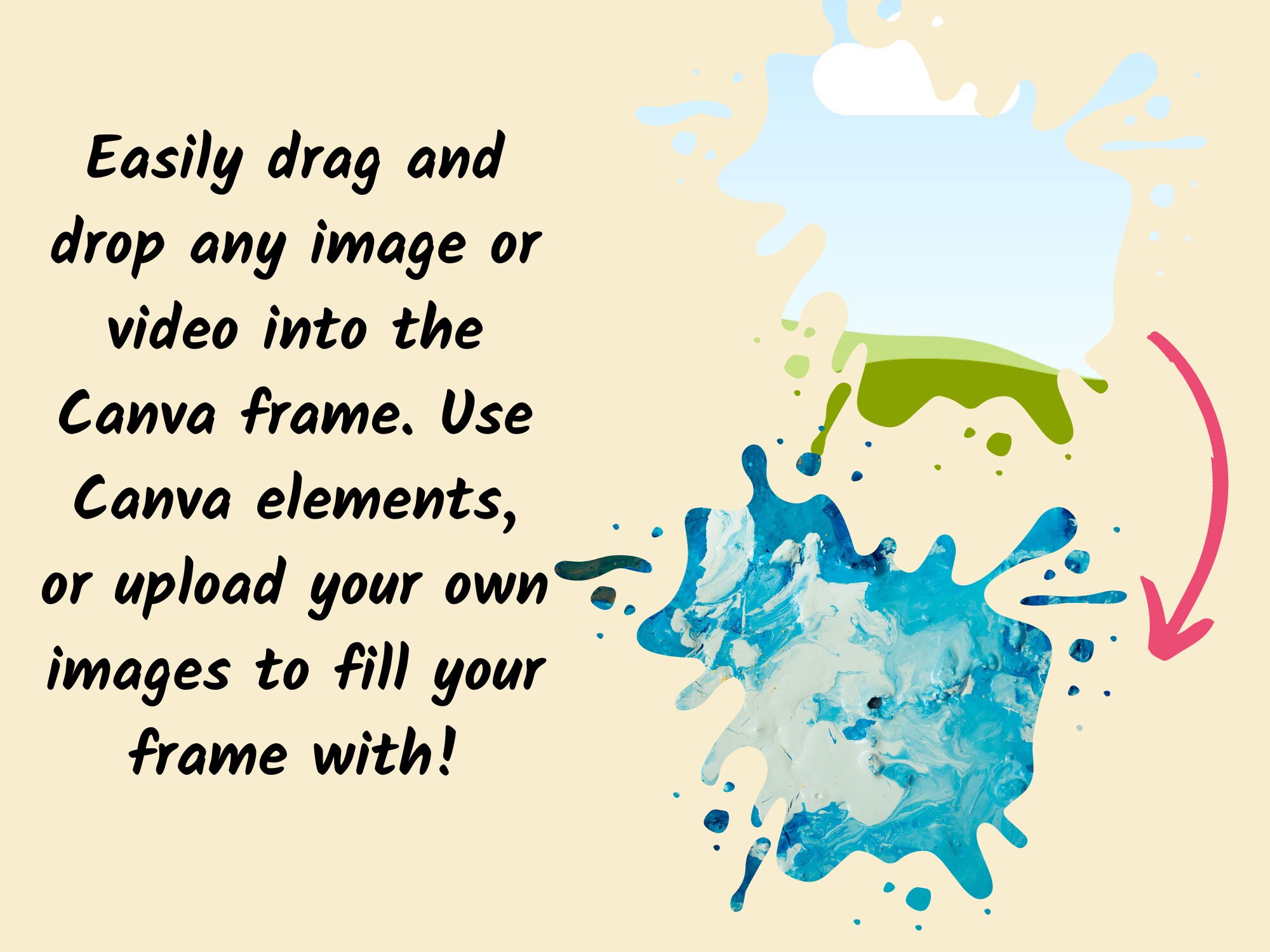 Paint Splatter Canva Frame Drag and Drop Photo Canva - Etsy