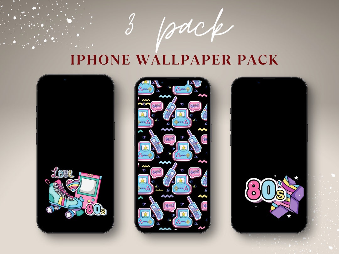 Retro Font Wallpaper for Iphone, 80s Nostalgia Cell Phone Wallpaper, 3 ...