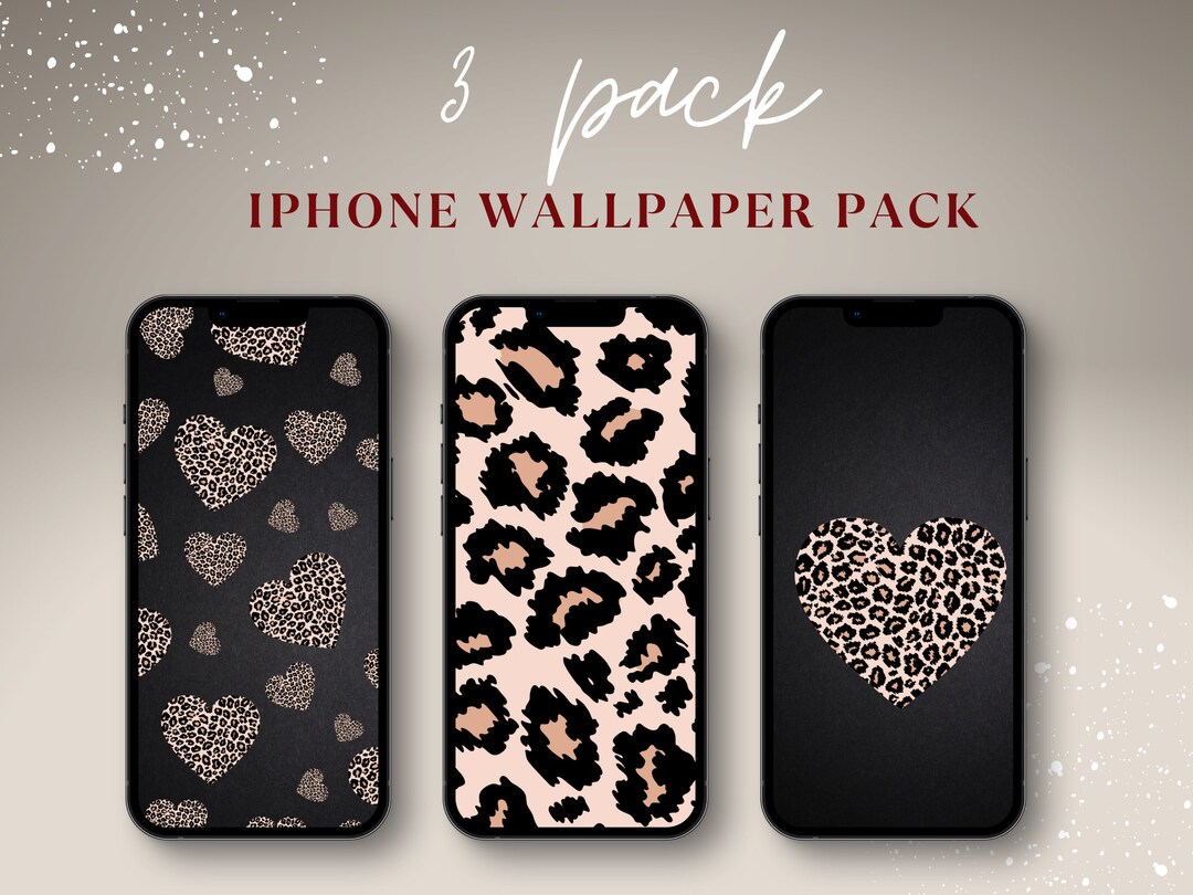 Leopard Print Apple iPhone Wallpapers, 3 Pack of Cell Phone Wallpaper ...