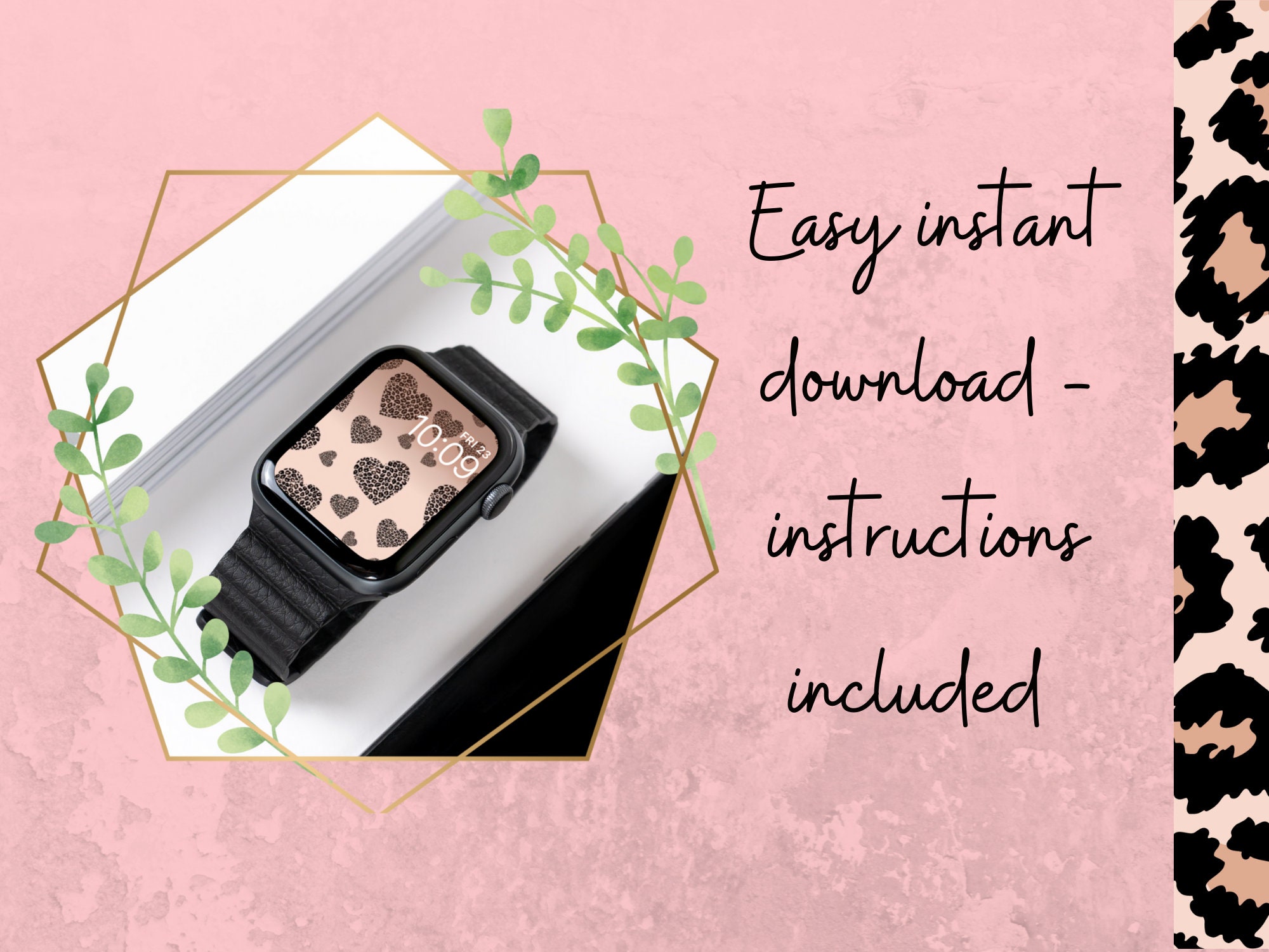 Apple Watch Wallpaper, Leopard Wallpaper, Apple Watch Face, Set of ...