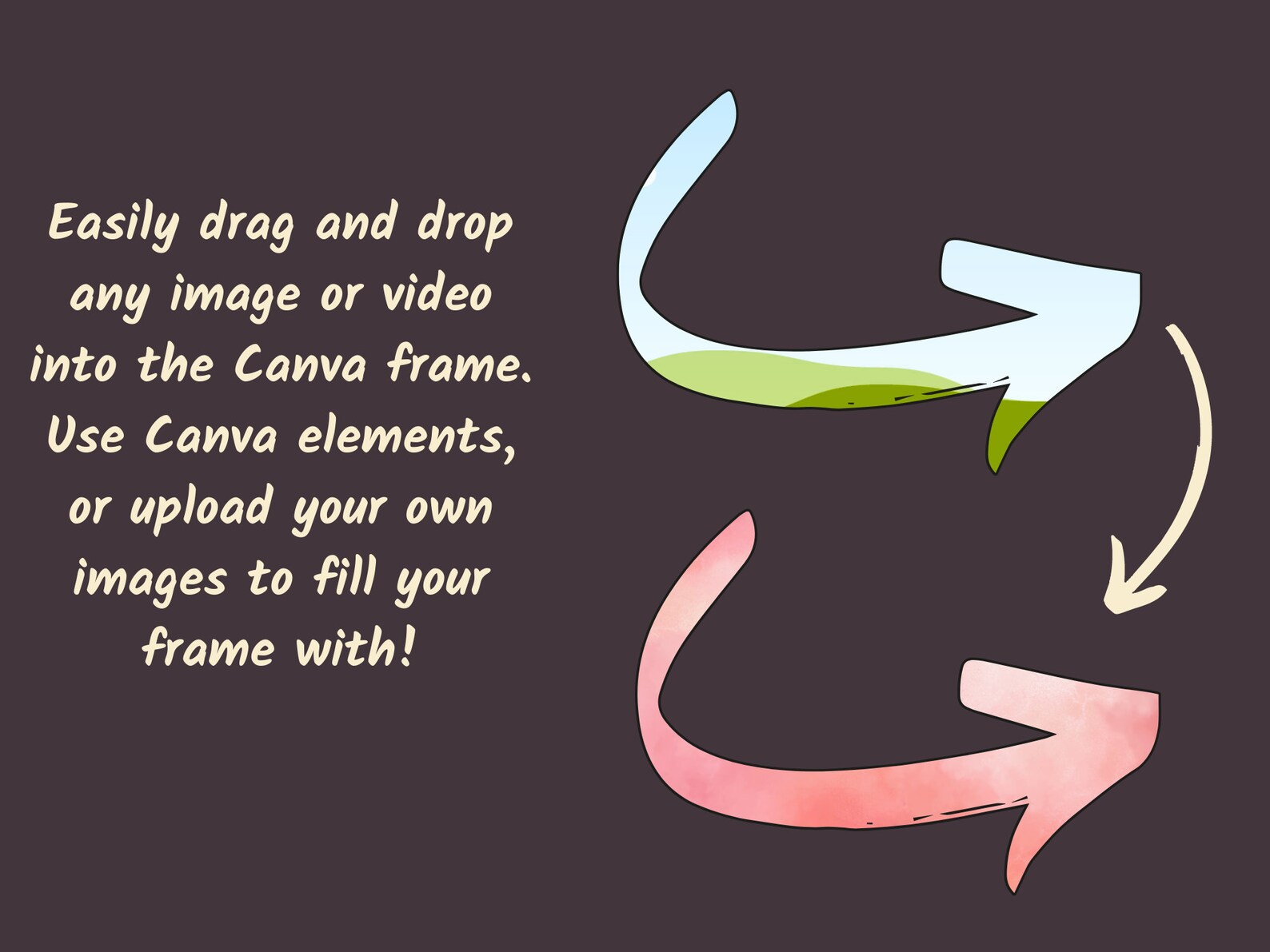 Arrow Clipart Drag and Drop Template, Canva Frame Template Arrows ...