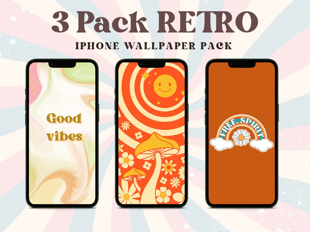 Retro iPhone Wallpaper, Groovy Phone Wallpaper, 3 Pack of Neutral Cell ...