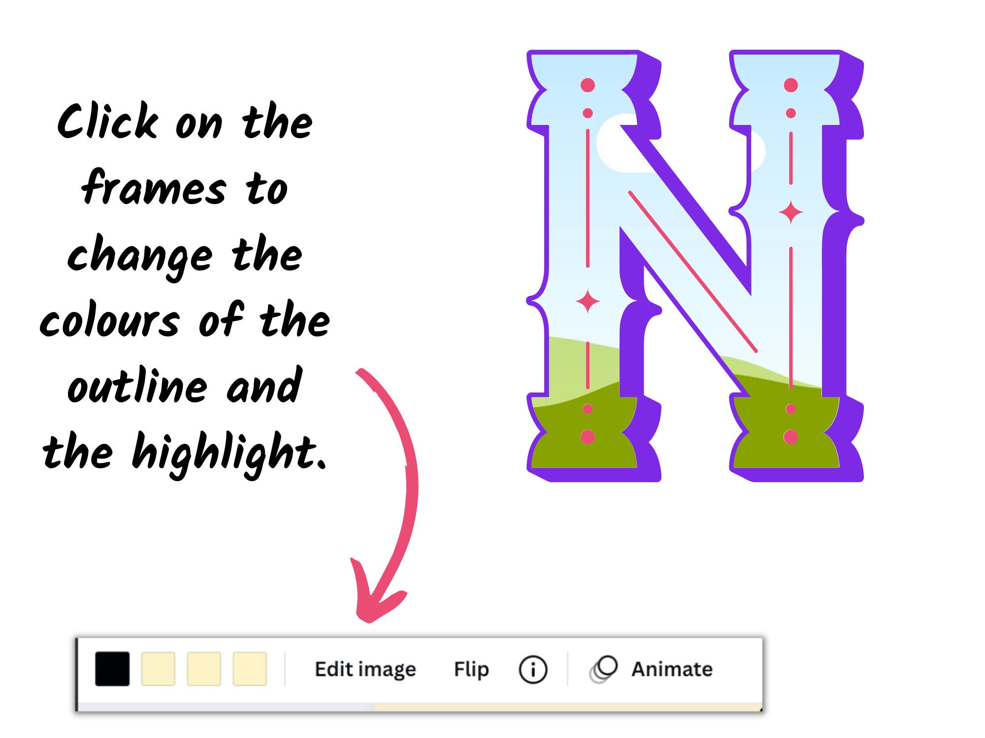 Custom CANVA Editable Letters, Alphaset Canva Frame Template, Cartoon ...