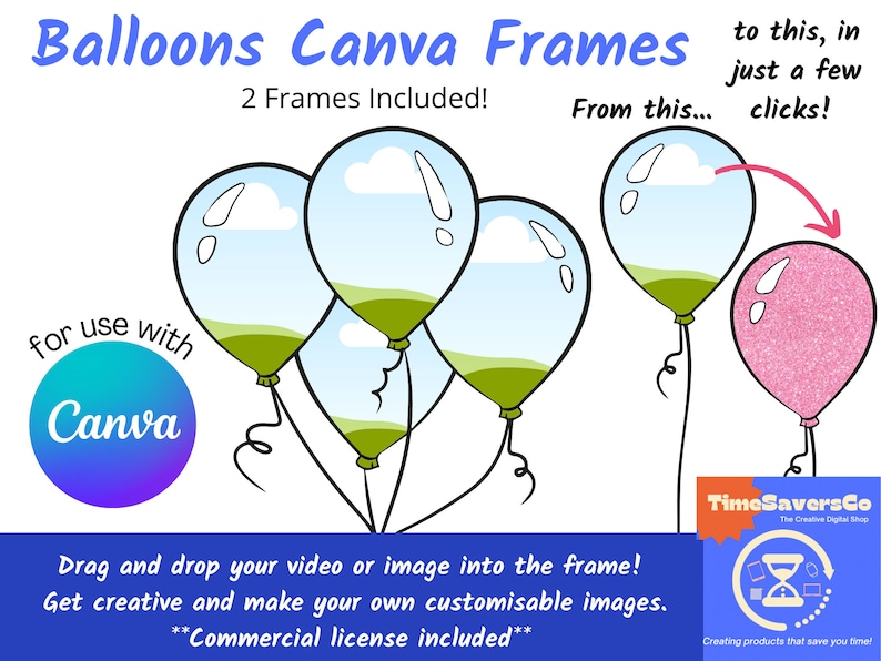 Balloon Custom Cliparts Fully Editable, 2 Pack Birthday Balloons Canva ...