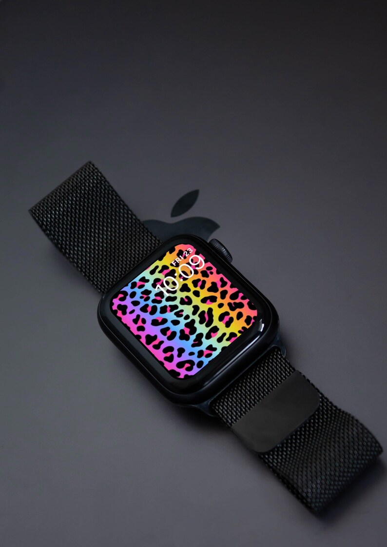 Apple Watch Wallpaper, Rainbow Leopard, Apple Watch Face, Set of Three ...