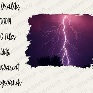 Lightning Background PNG Bundle, Night Sky Background Sublimation File ...