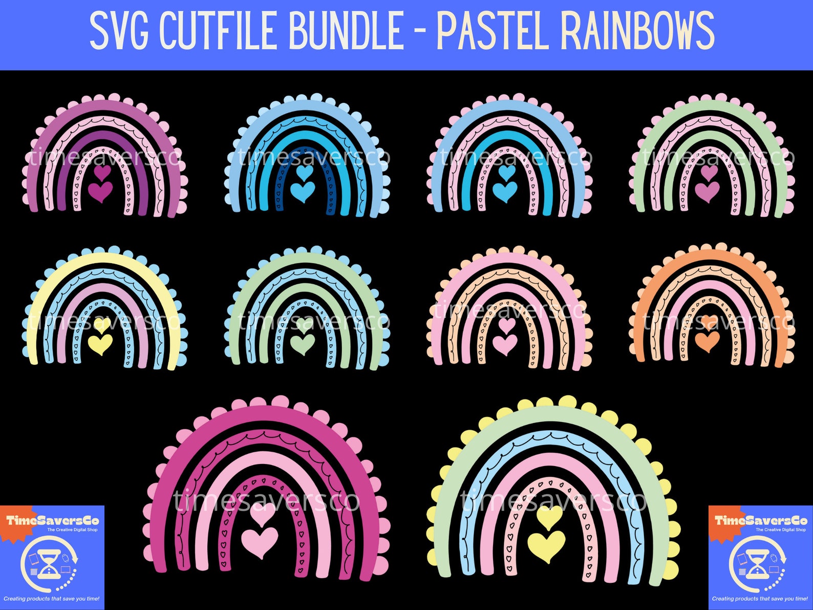 Pastel Rainbows SVG Bundle Cricut Rainbow Svg PNG for - Etsy UK