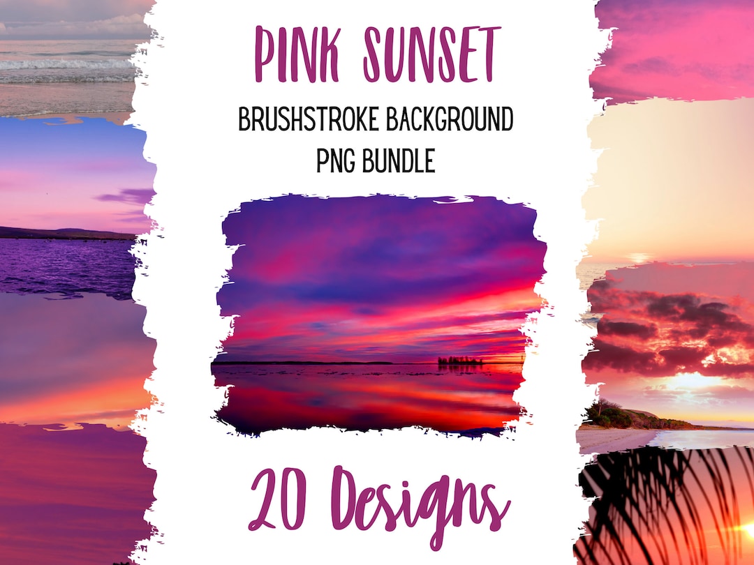Background PNG Bundle Sunset, Pink Sunset Background Sublimation File ...