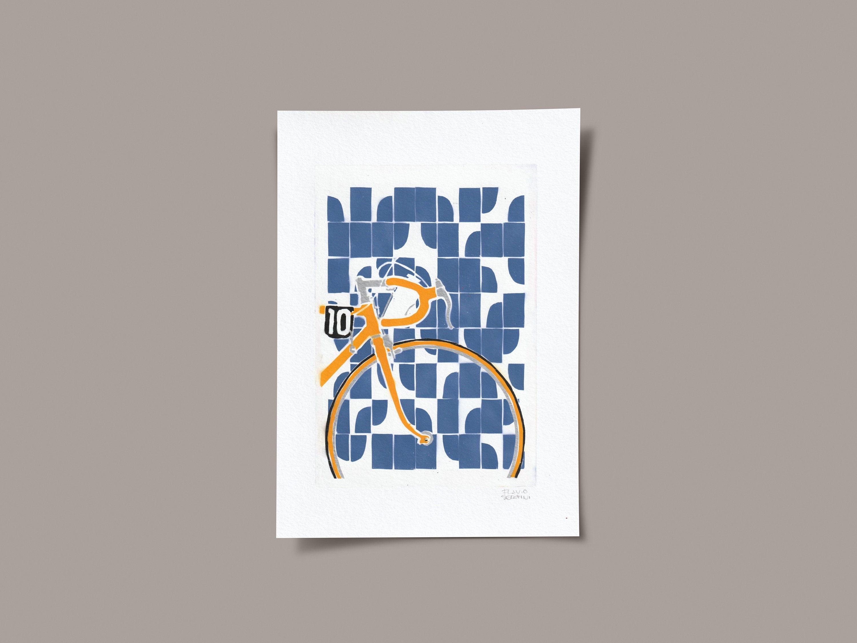Bicycles Original Monoprint - Cycling Art - Vibrant Geometric ...